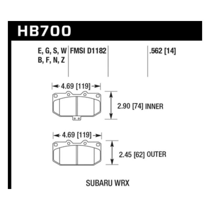 Hawk Performance HPS Subaru STI Front 2006-2007- HAWK-HB700F.562