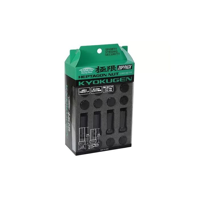 Project Kics Black KyoKugen Lug Nut Set 50mm 12x1.25 20 Pack